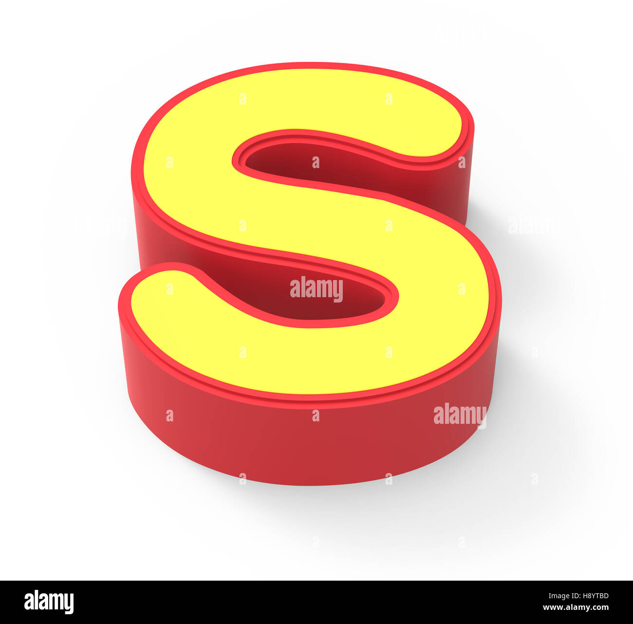 red framed yellow letter S, 3D rendering graphic isolated on white ...