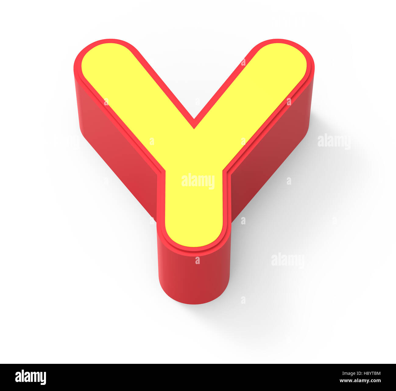 red framed yellow letter Y, 3D rendering graphic isolated on white ...