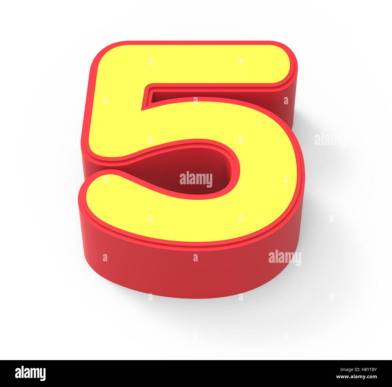 red framed yellow number 5, 3D rendering graphic isolated on white ...