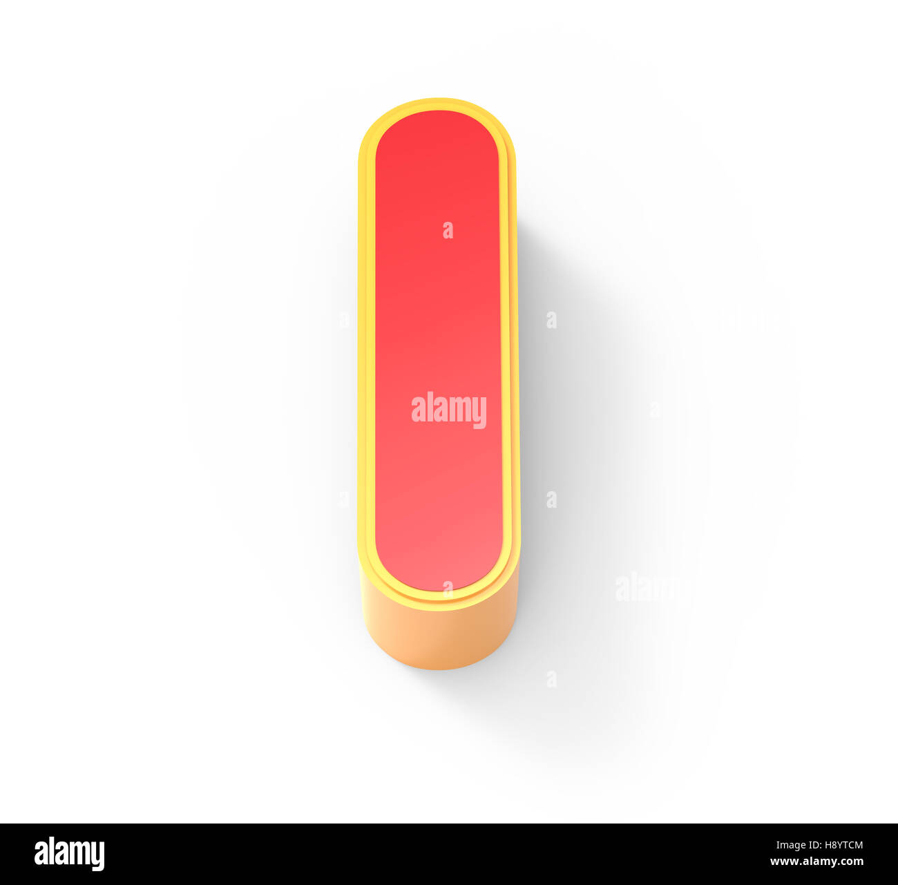 yellow framed red letter I, 3D rendering graphic isolated on white ...