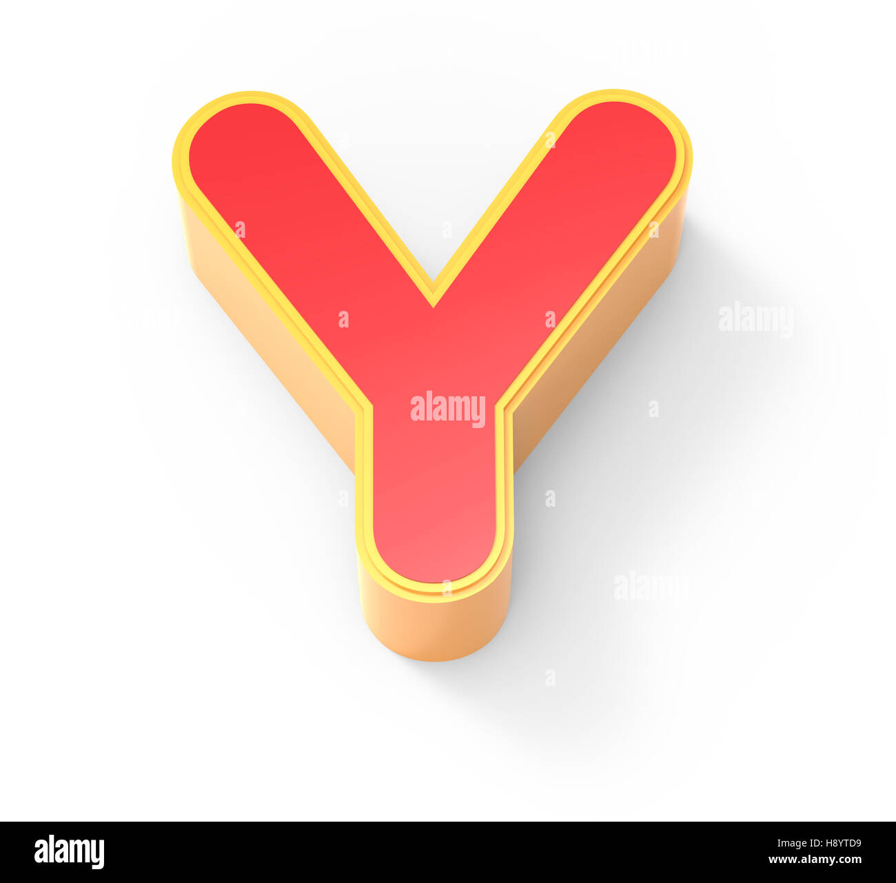 yellow framed red letter Y, 3D rendering graphic isolated on white ...