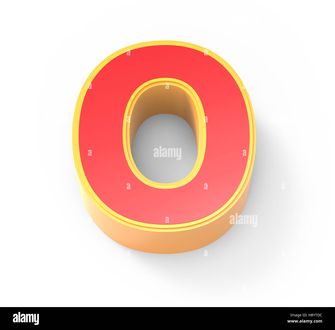 yellow framed red number 0, 3D rendering graphic isolated on white ...