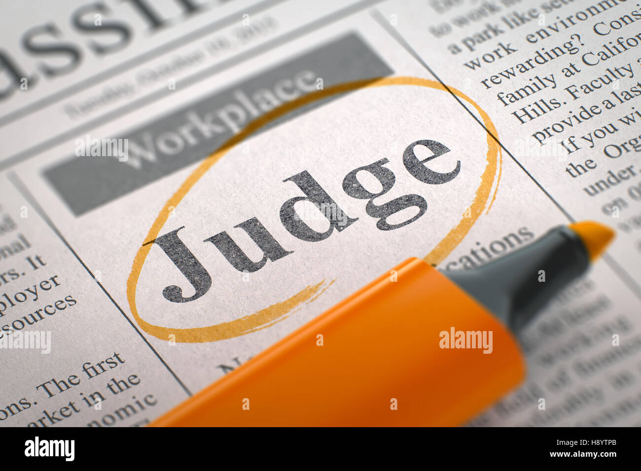 Judge Wanted. Search Concept. 3D Stock Photo - Alamy