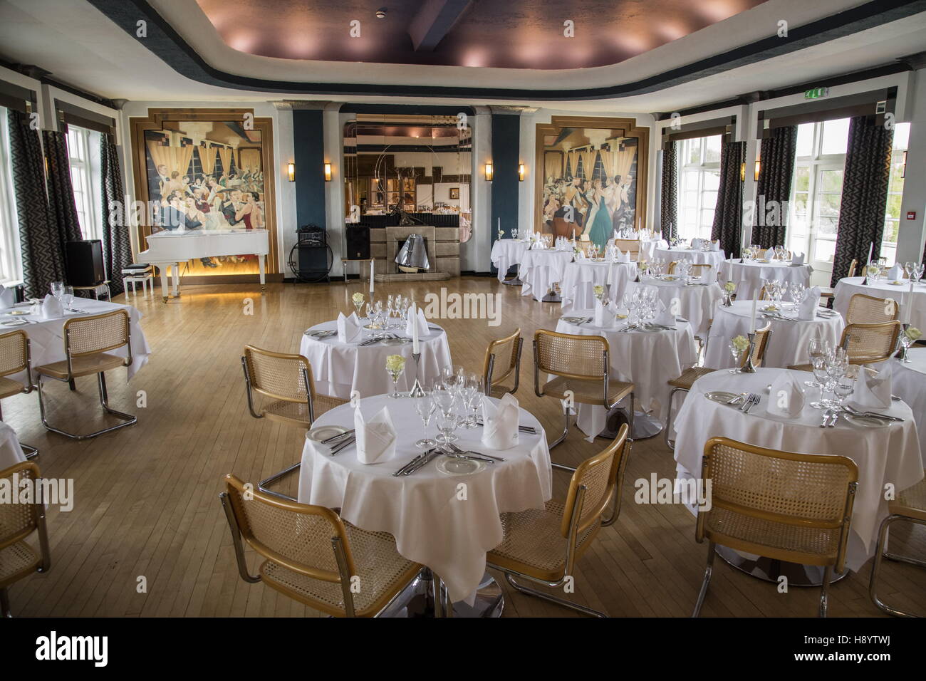 Art Deco interior of Burgh Island Hotel, Burgh Island, Bigbury, South ...