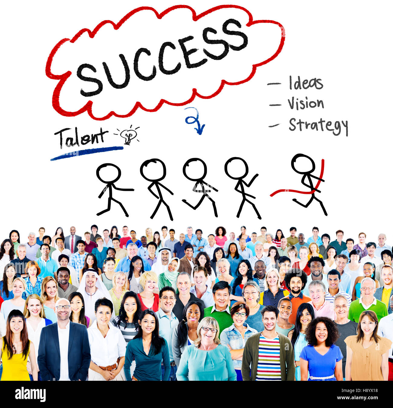 Success Thought Bubble Stick People Concept Stock Photo - Alamy
