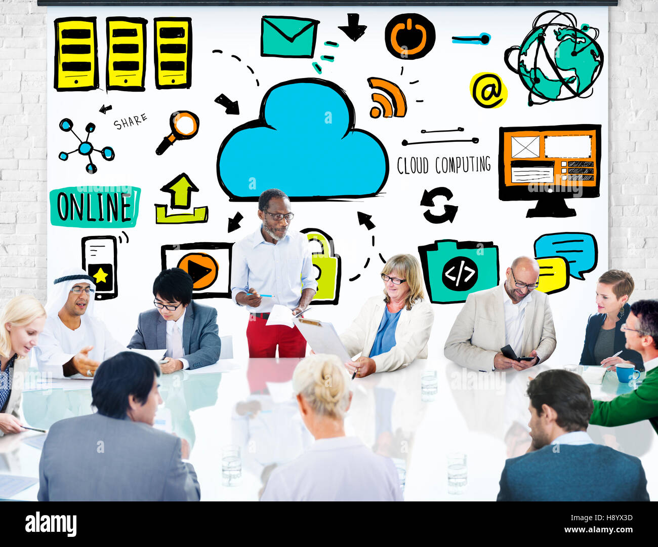 Business People Cloud Computing Brainstorming Discussion Concept Stock ...