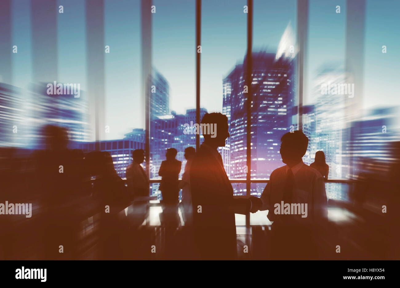 Silhouette Business Corporate Connection Meeting Concept Stock Photo ...