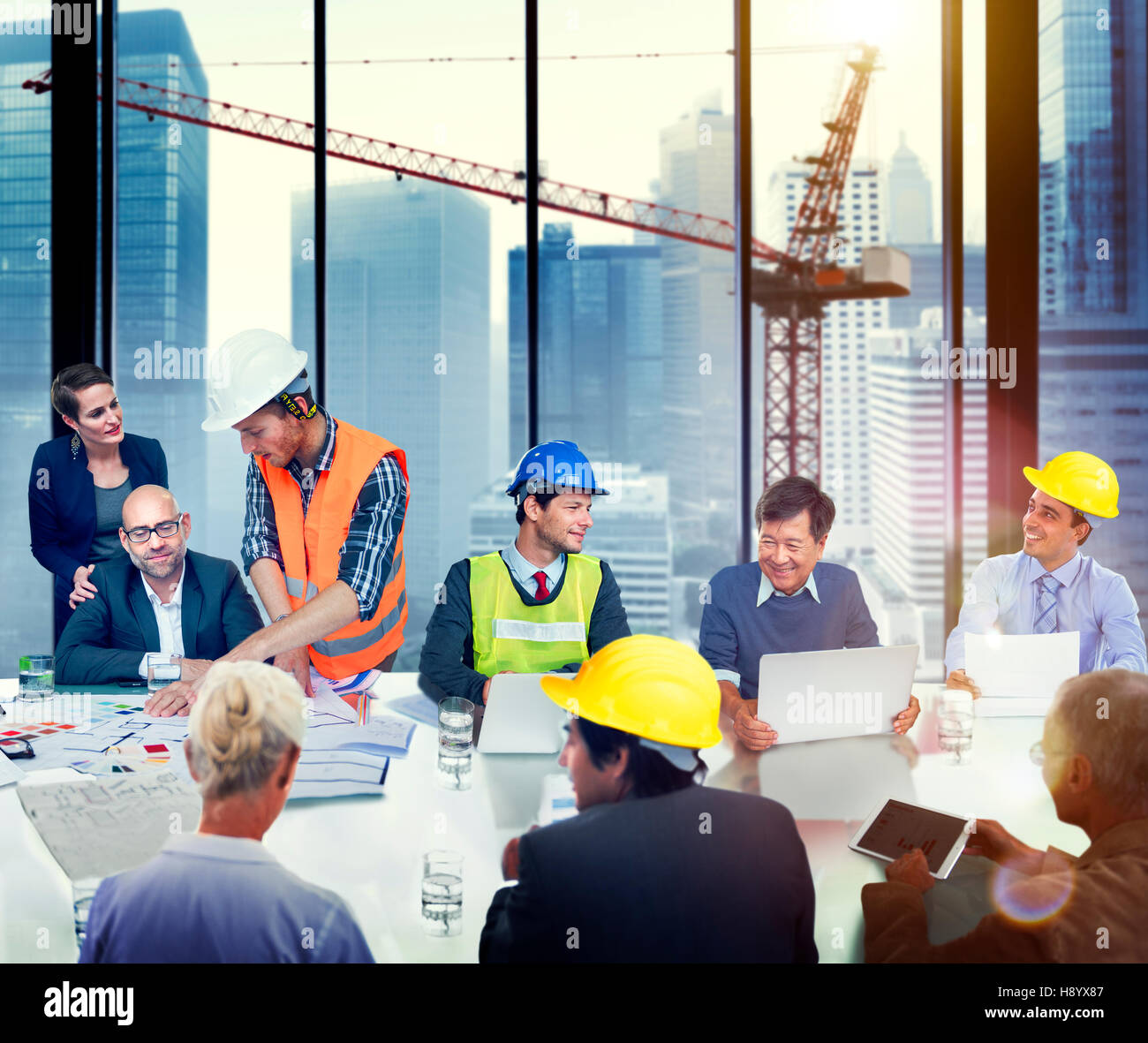 Group of Architect and Engineer Discussion Stock Photo - Alamy