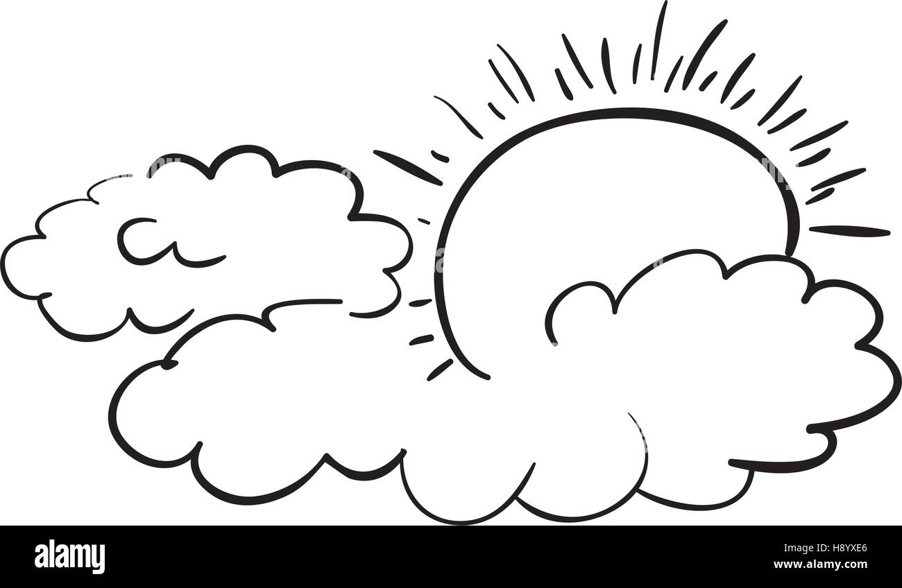 Clouds and sun icon. Landscape nature outdoor season and scene theme. Isolated design. Vector ...