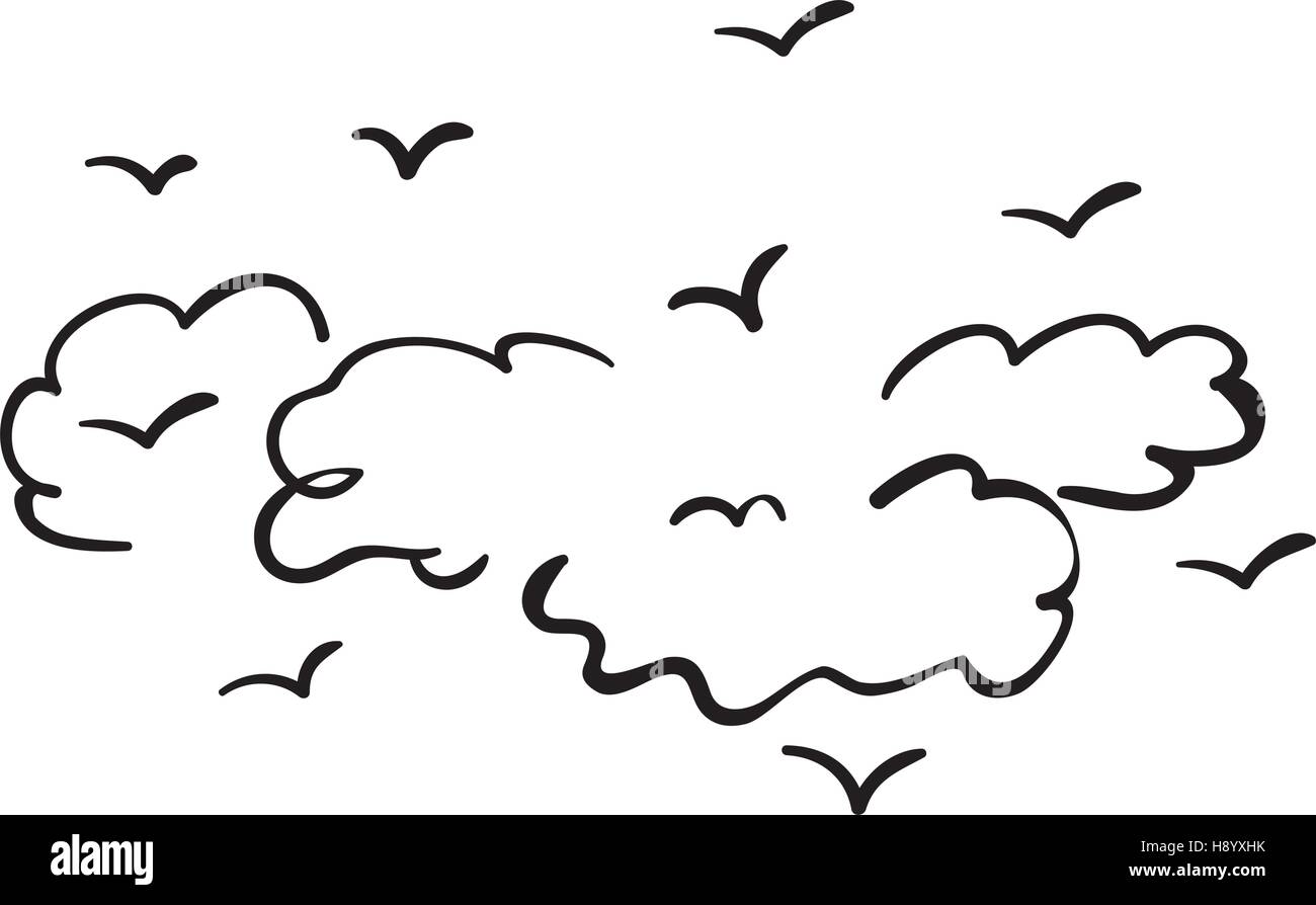 Clouds and birds icon. Landscape nature outdoor season and scene theme ...