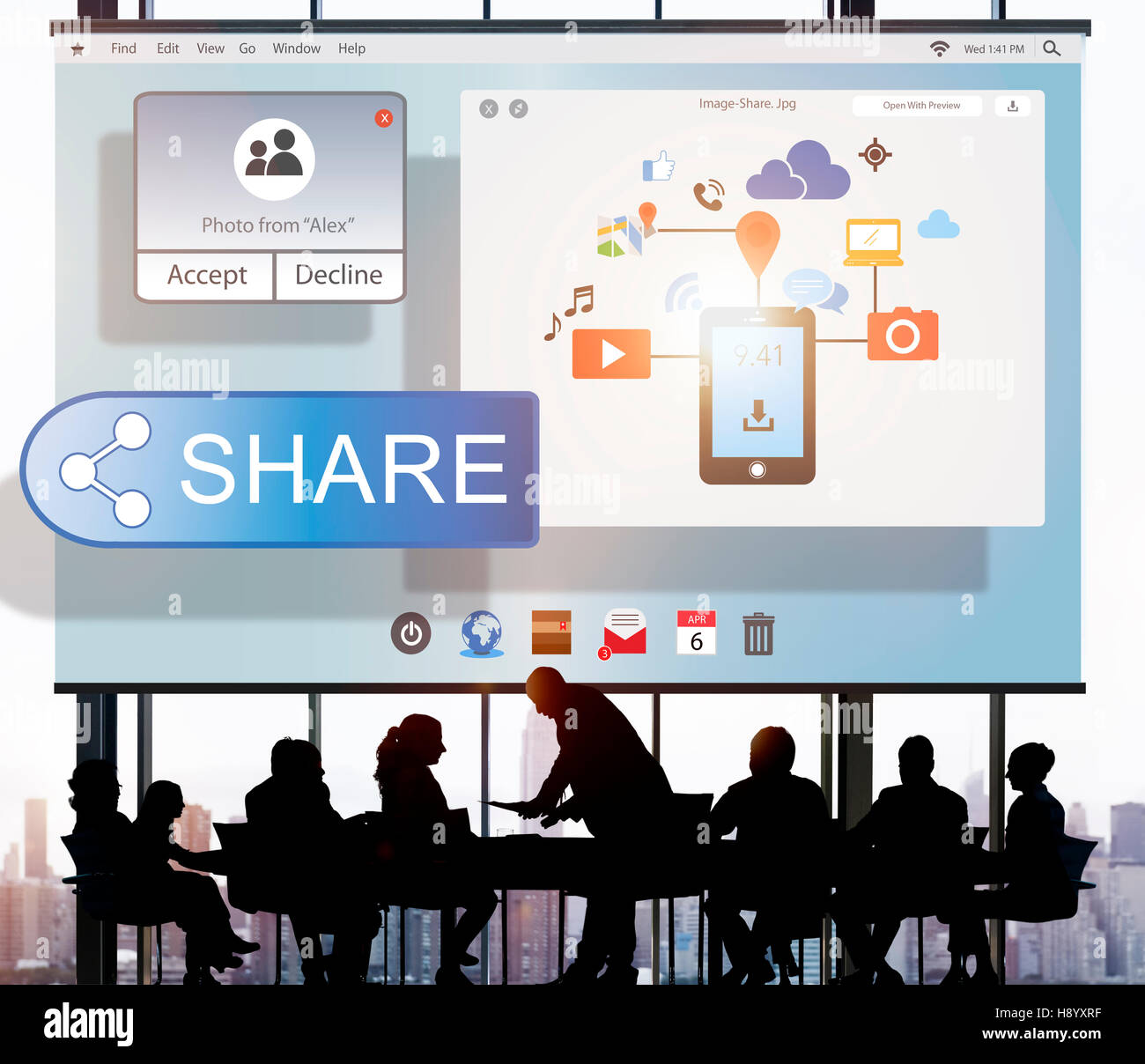 Share Connect Communicate Transfer Cloud Concept Stock Photo - Alamy