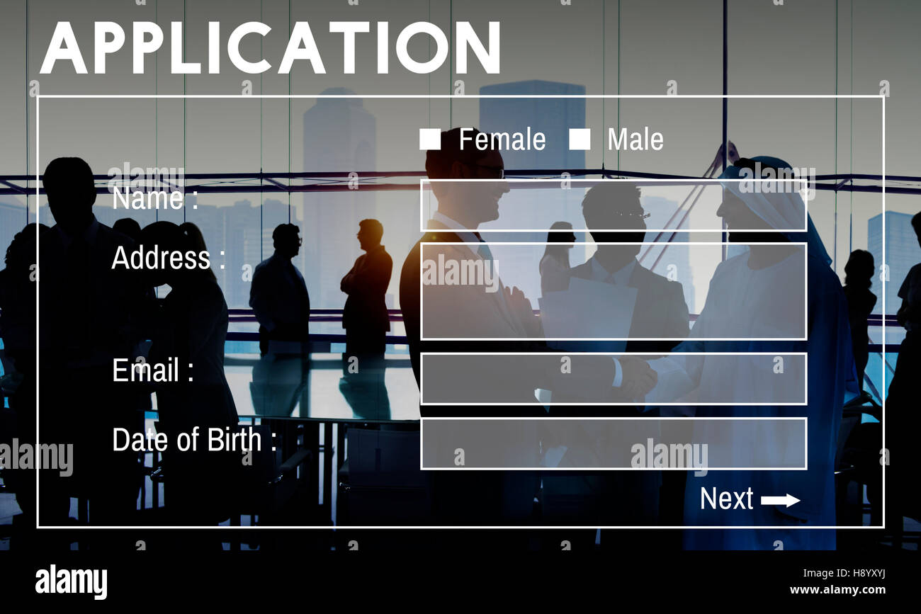 Application Form Interface Webpage Register Concept Stock Photo - Alamy