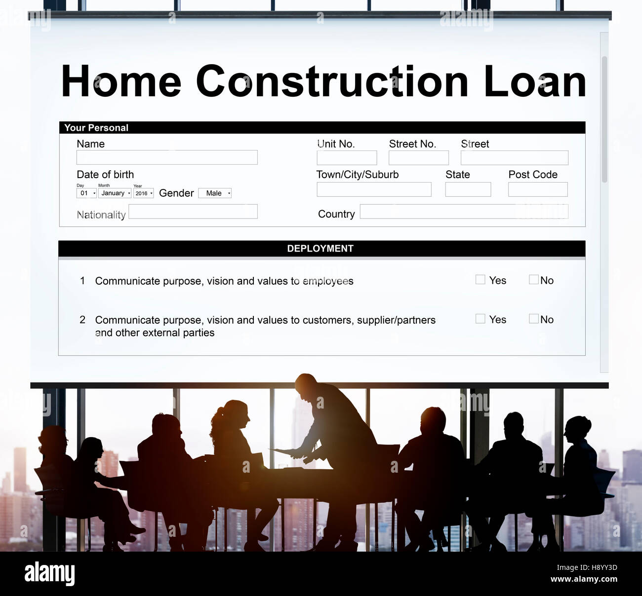 Home Construction Loan Document Form Concept Stock Photo - Alamy