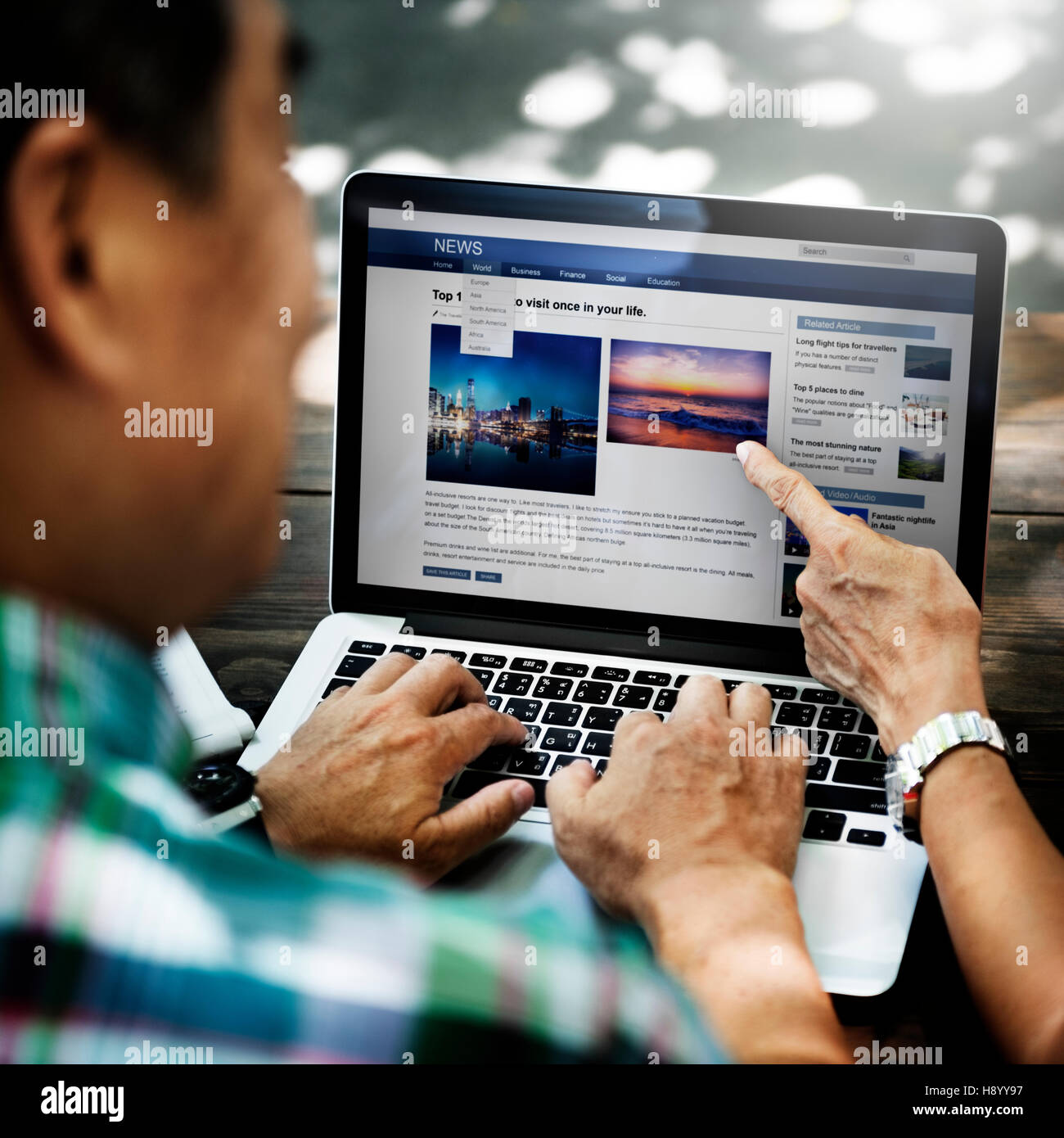 Webapge News Feed Internet Blog Laptop Concept Stock Photo - Alamy