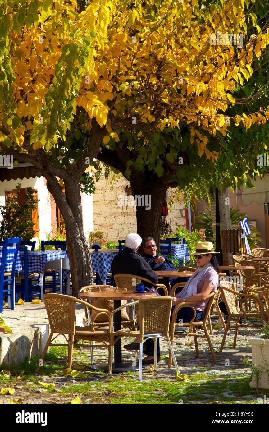 Cafe, Omodos, Troodos Mountains, Cyprus, Eastern Mediterranean Sea ...