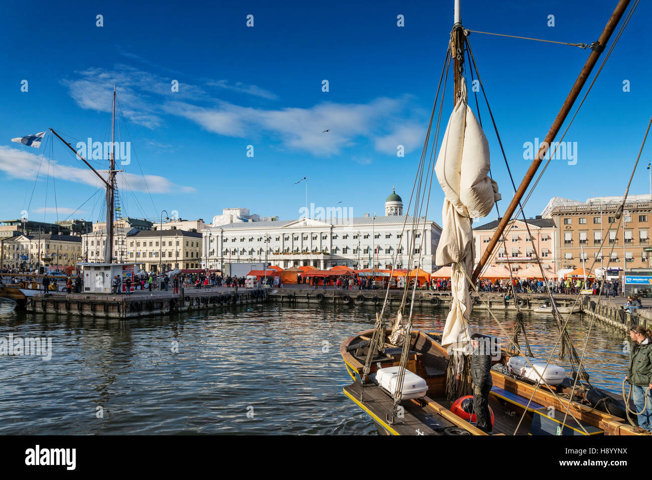 old wooden sailing boats in helsinki city central harbour port finland ...