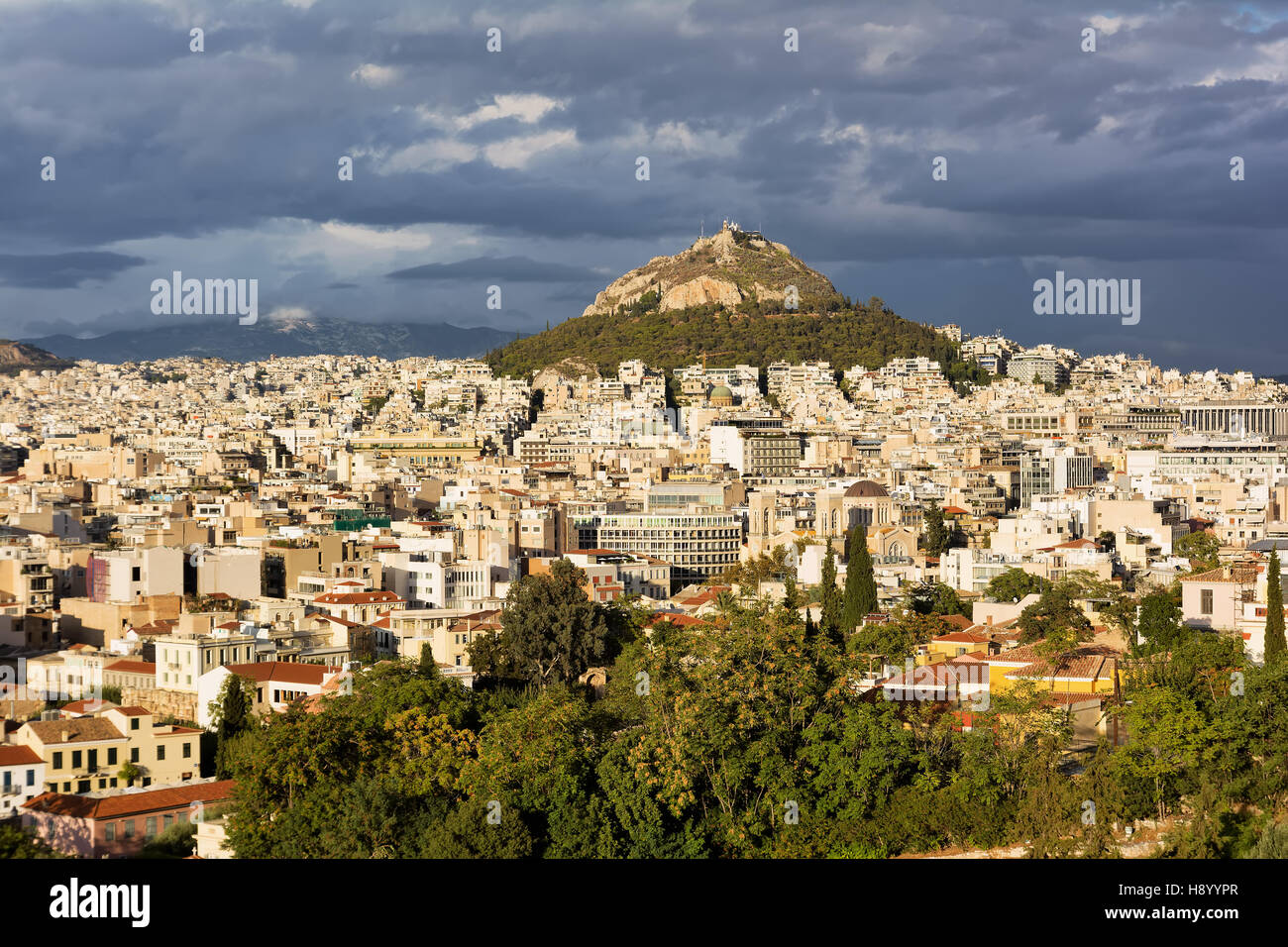 View of Athens and Mount Lycabettus, Greece Stock Photo - Alamy