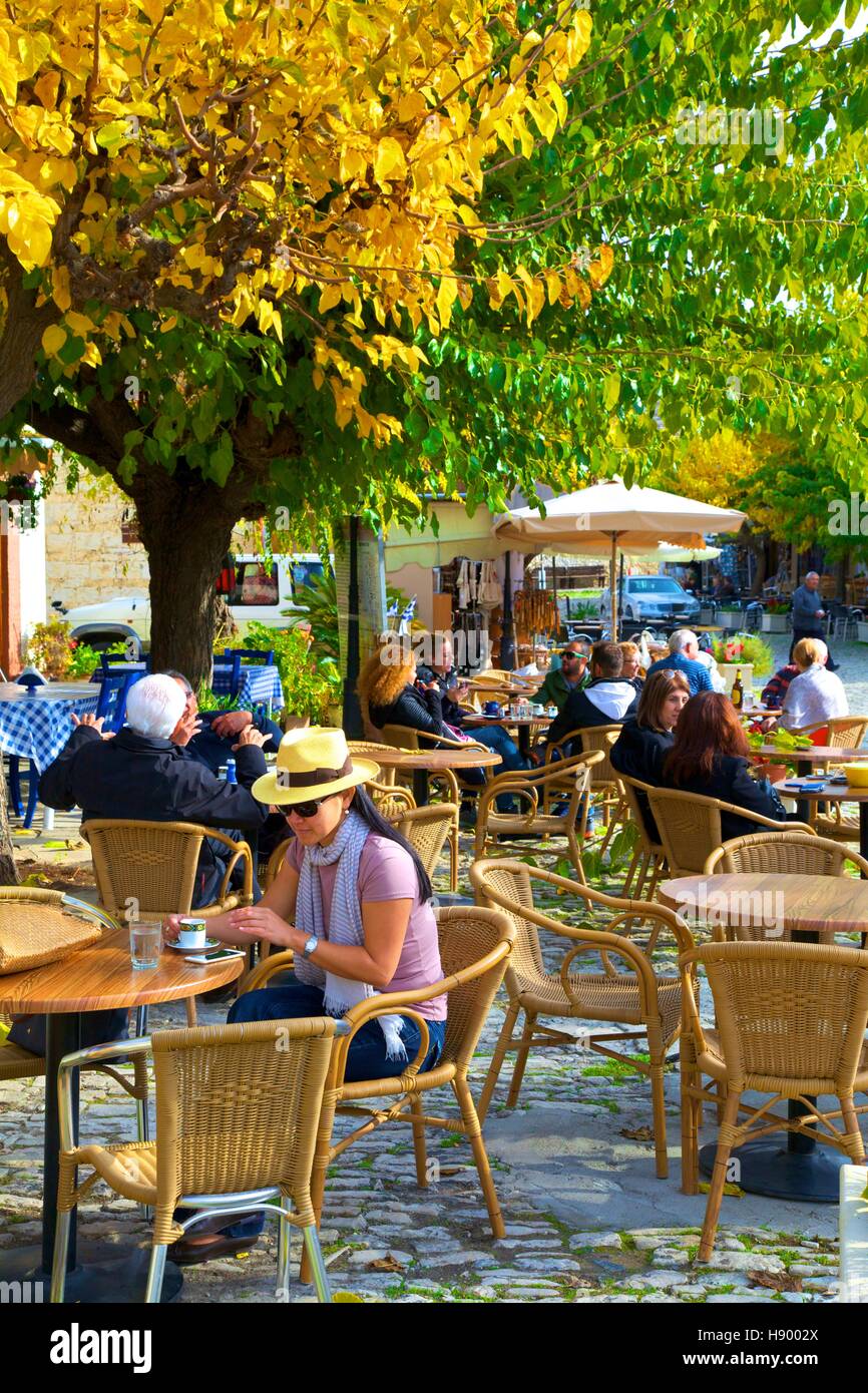 Cafe, Omodos, Troodos Mountains, Cyprus, Eastern Mediterranean Sea ...