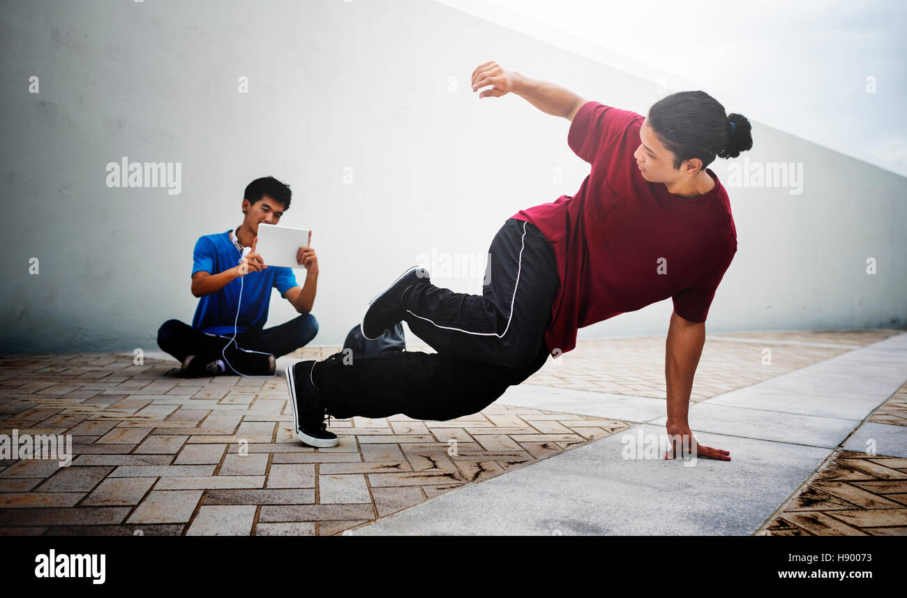 Breakdance Freestyle Hip-Hop Streetdance Teenager Concept Stock Photo ...