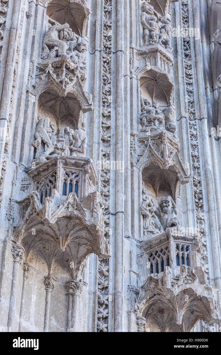Sculptures on the cathedral of Saint Paul and Saint Peter or Cathedrale ...