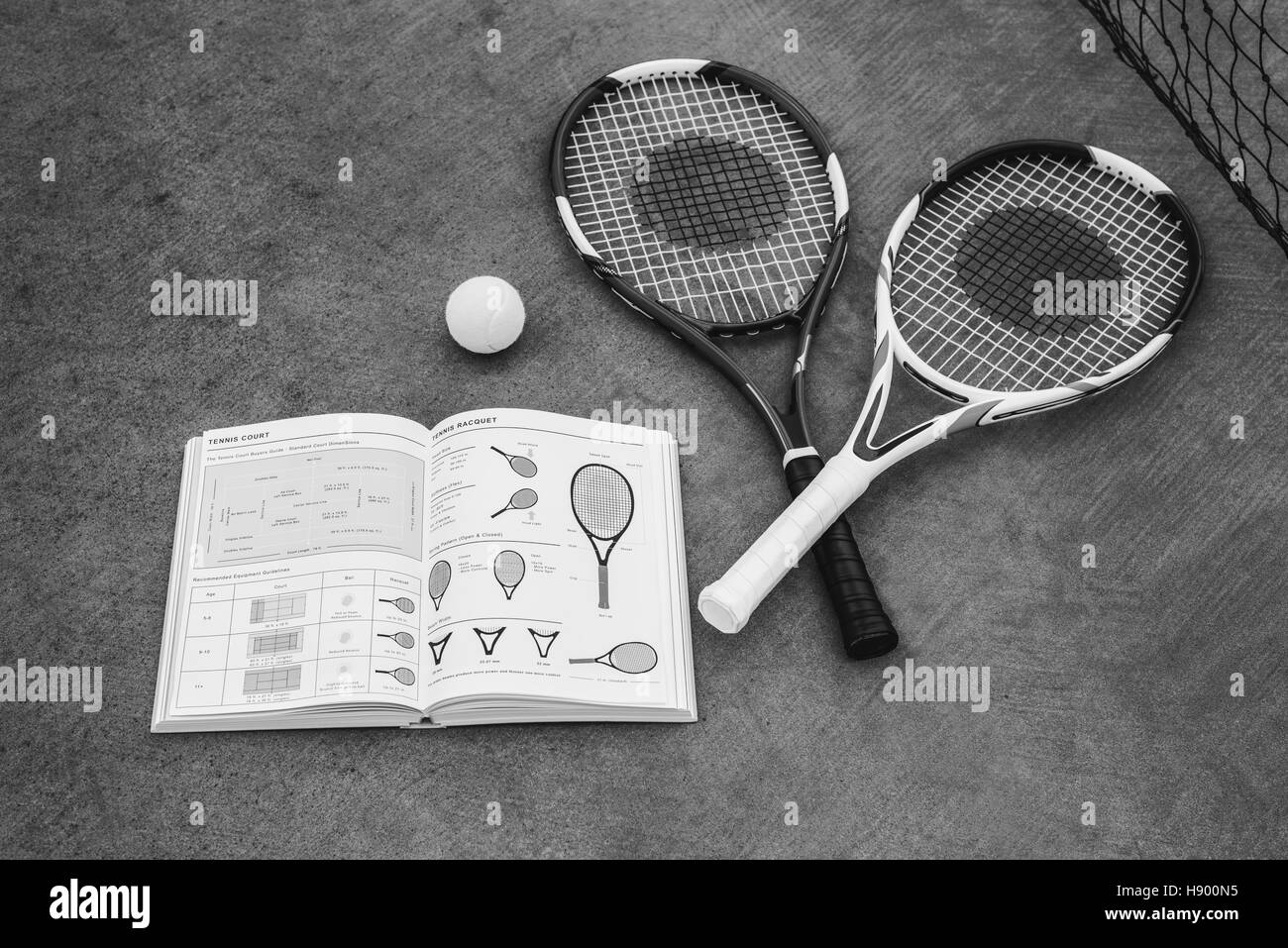 Racket Tennis Ball Book Guidelline Sport Concept Stock Photo - Alamy