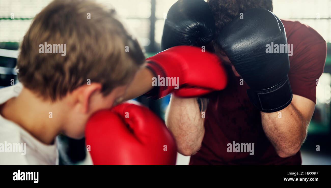 Boy Training Boxing Exercise Movement Concept Stock Photo - Alamy