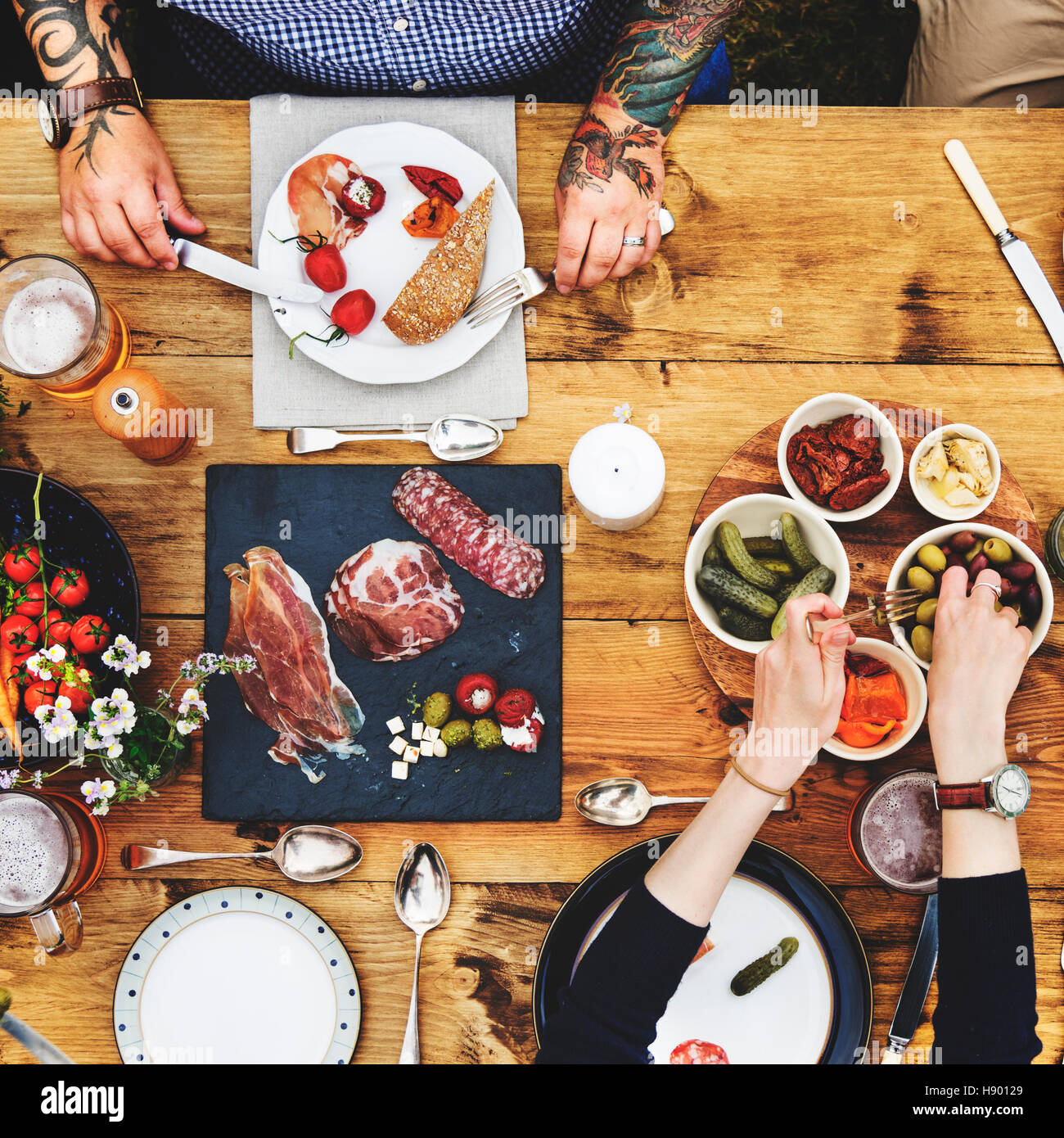 Group Of People Dining Concept Stock Photo - Alamy
