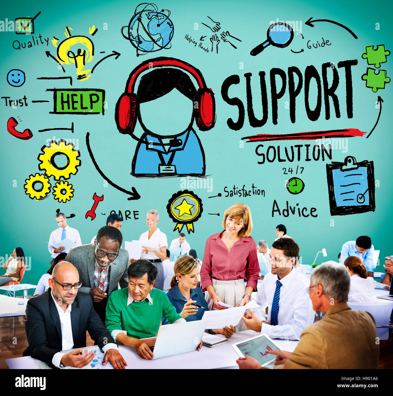 Support Solution Advice Help Quality Care Team Concept Stock Photo - Alamy