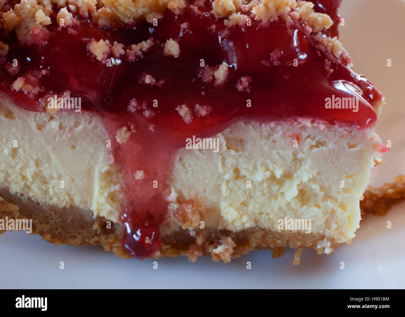 Cheesecake with graham cracker crust and cherries up close Stock Photo ...