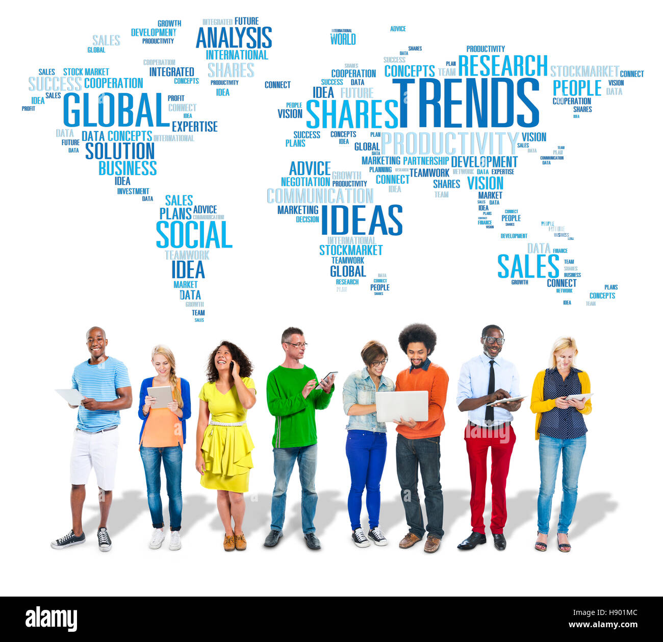 Trends World Map Marketing Ideas Social Style Concept Stock Photo - Alamy