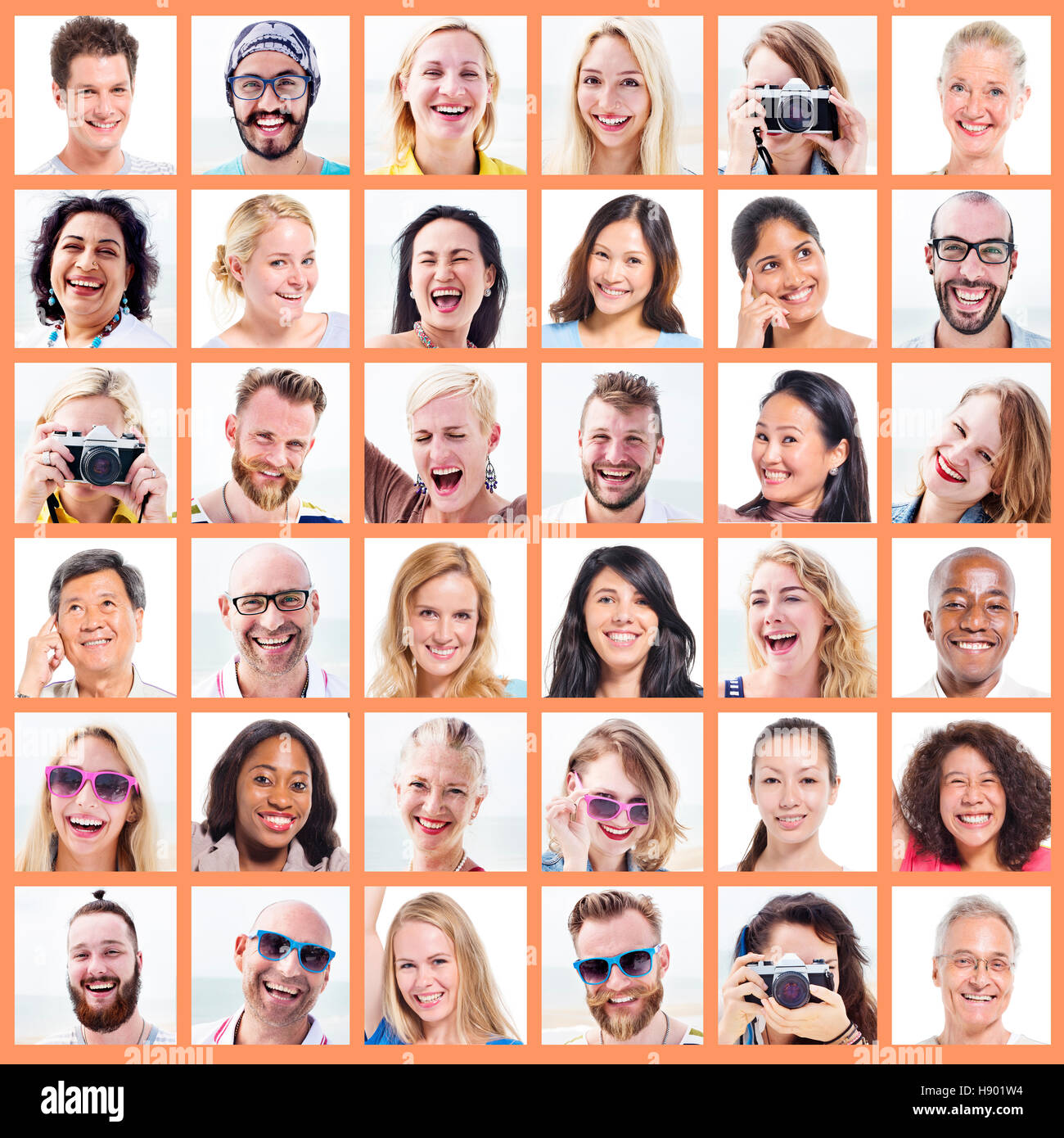 Collage Diverse Faces Expressions People Concept Stock Photo - Alamy