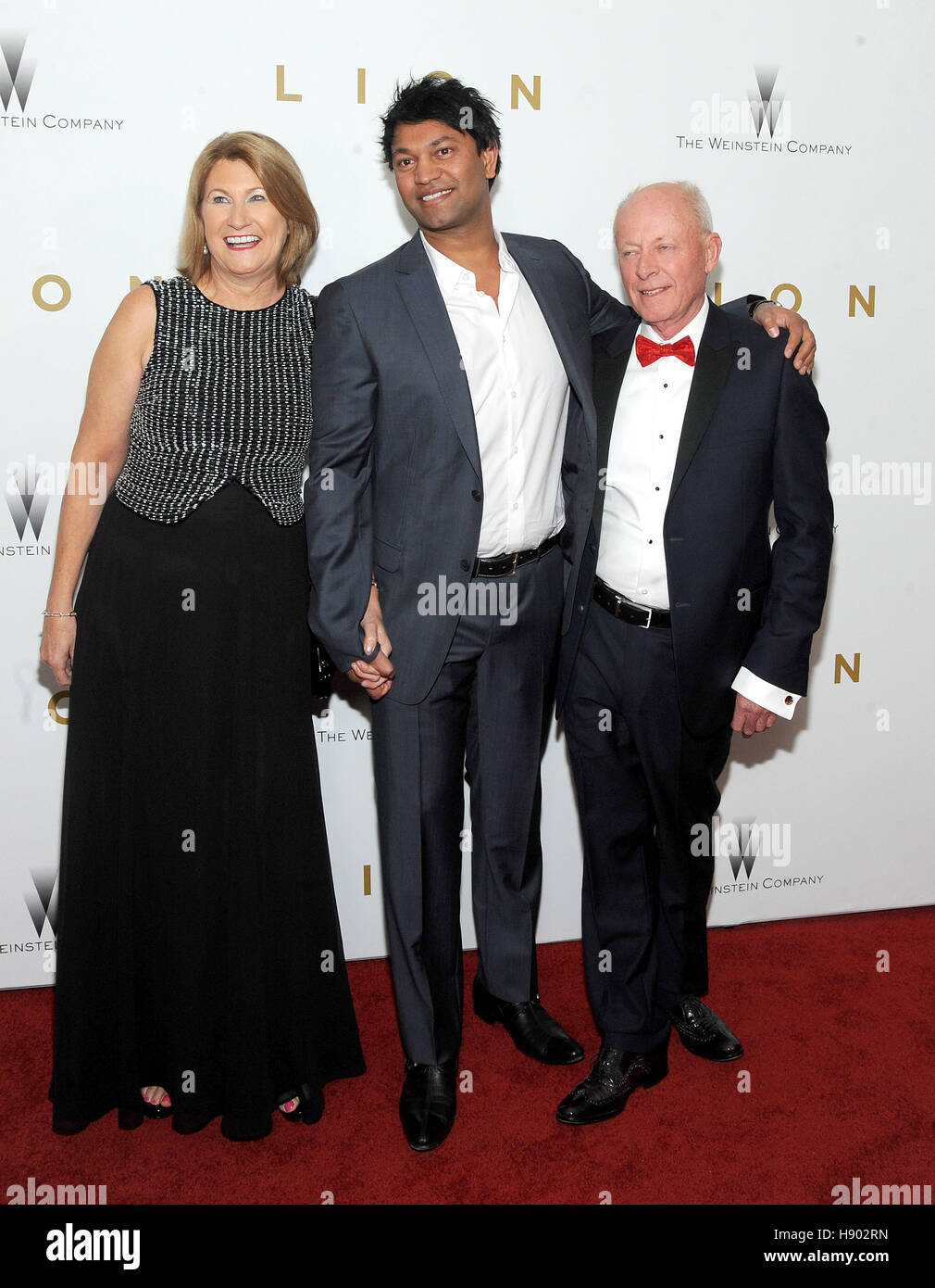 NEW YORK, NY - NOVEMBER 16 Sue Brierley, Saroo Brierley and John ...