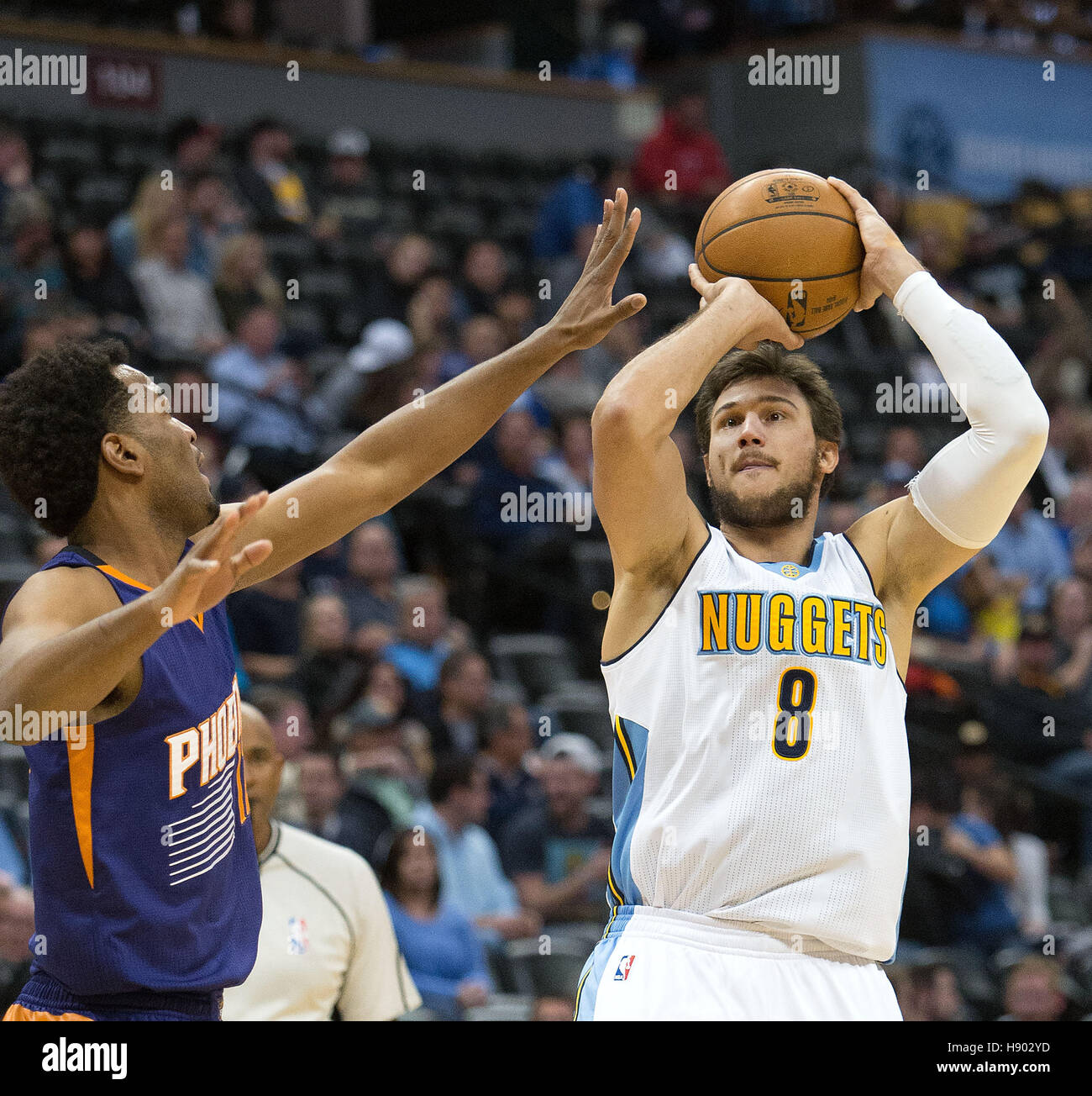 Denver, Colorado, USA. 16th Nov, 2016. Nuggets Danilo Gallinari, right ...