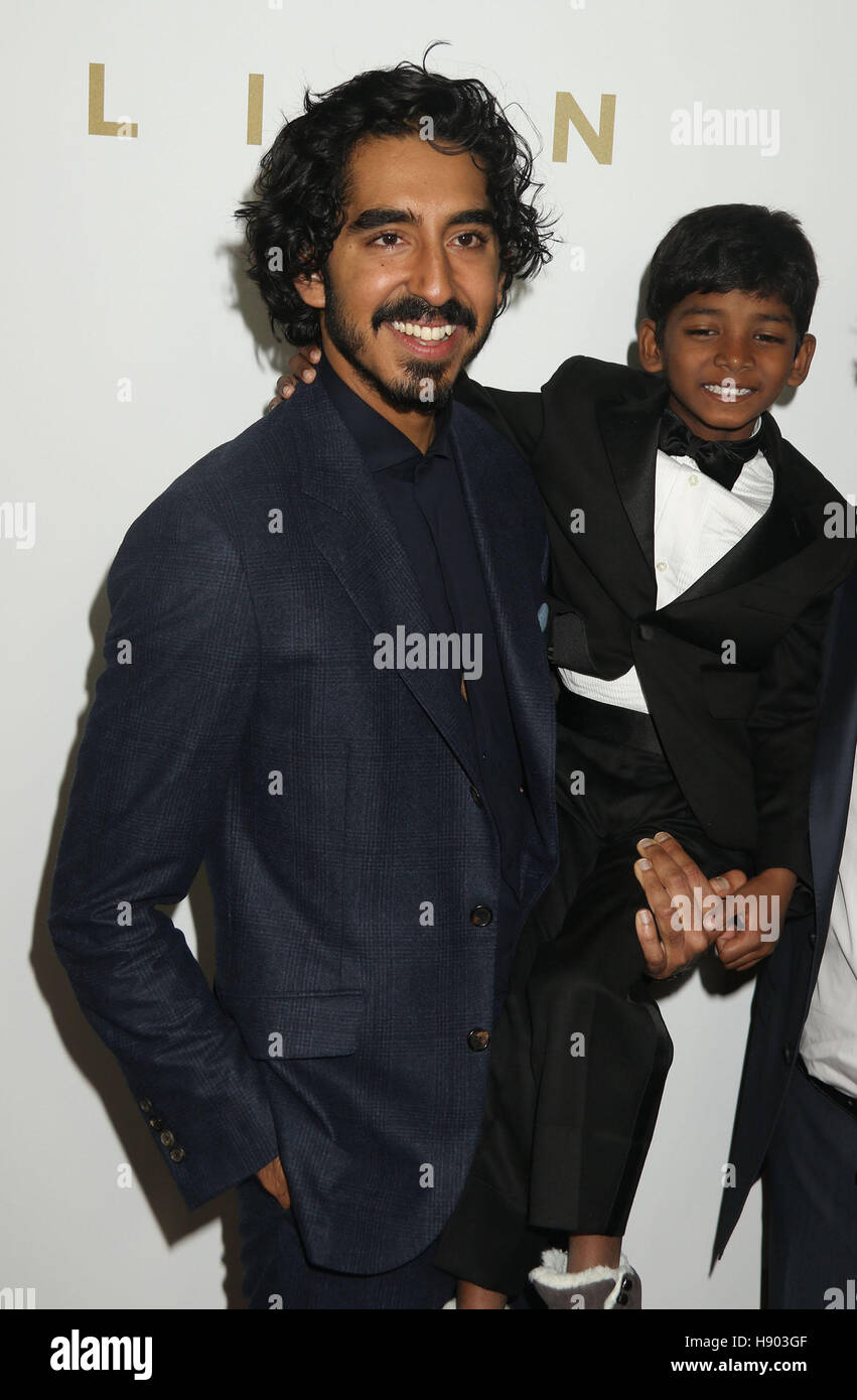 New York, USA. 16th Nov, 2016. Actor Dev Patel and Sunny Pawar attend ...