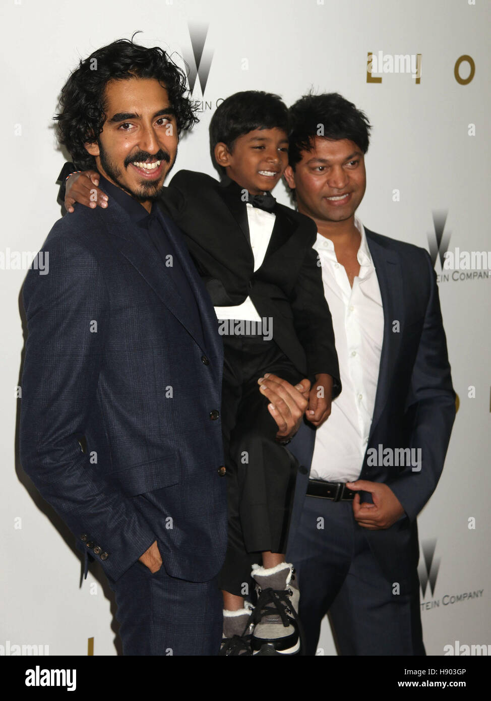 New York, USA. 16th Nov, 2016. Actor Dev Patel, Sunny Pawar and Saroo ...
