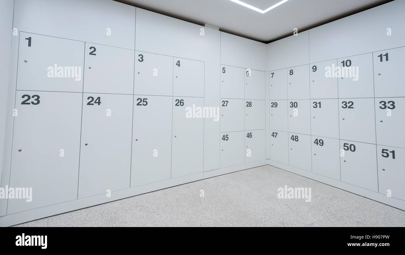 London, UK. 17 November 2016. John Pawson designed numbered lockers ...