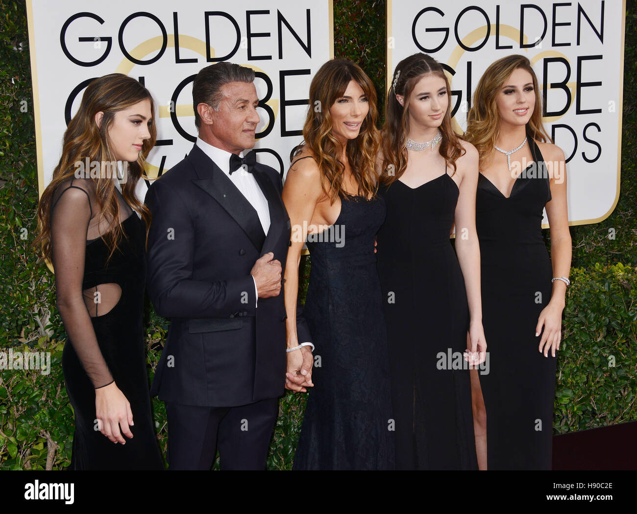 Los Angeles, USA. 08th Jan, 2017. Sylvester Stallone (2nd L), model ...