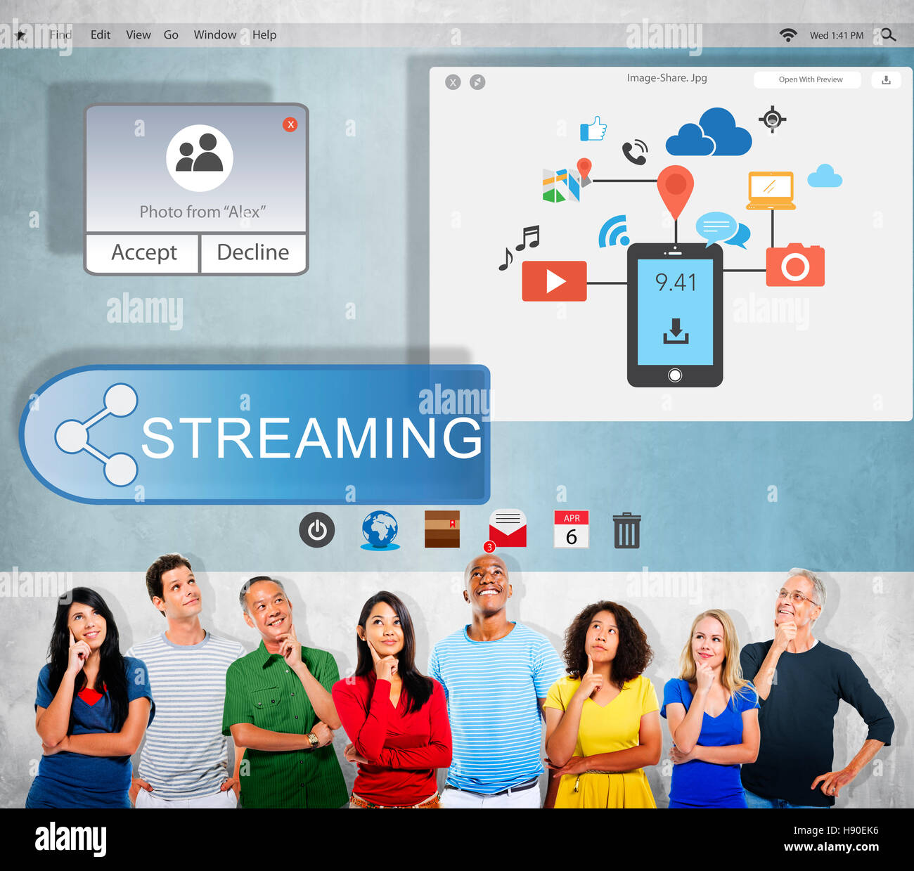 Online Streaming Technology Transfer Wireless Technology Concept Stock ...