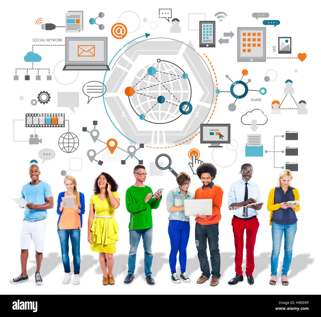 Global Communication Digital Device Information Concept Stock Photo - Alamy