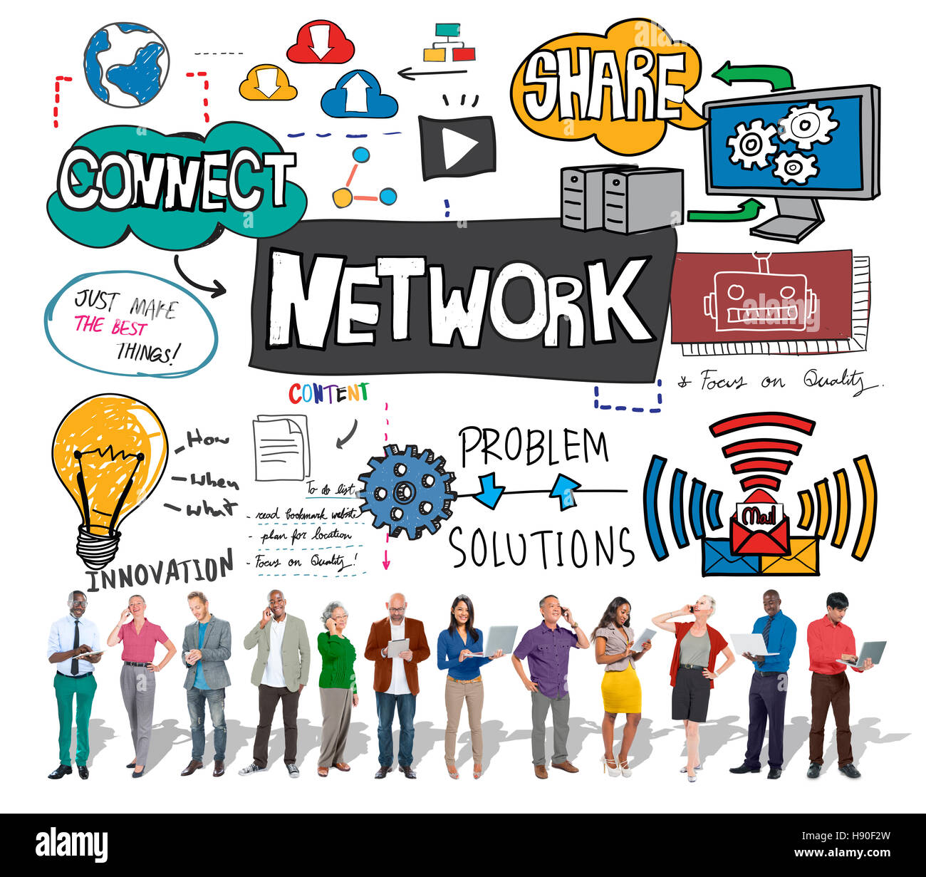 Network Global Communications Connection Technology System Concept ...