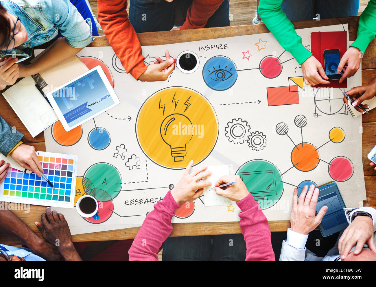 Light Bulb Ideas Creative Diagram Concept Stock Photo - Alamy