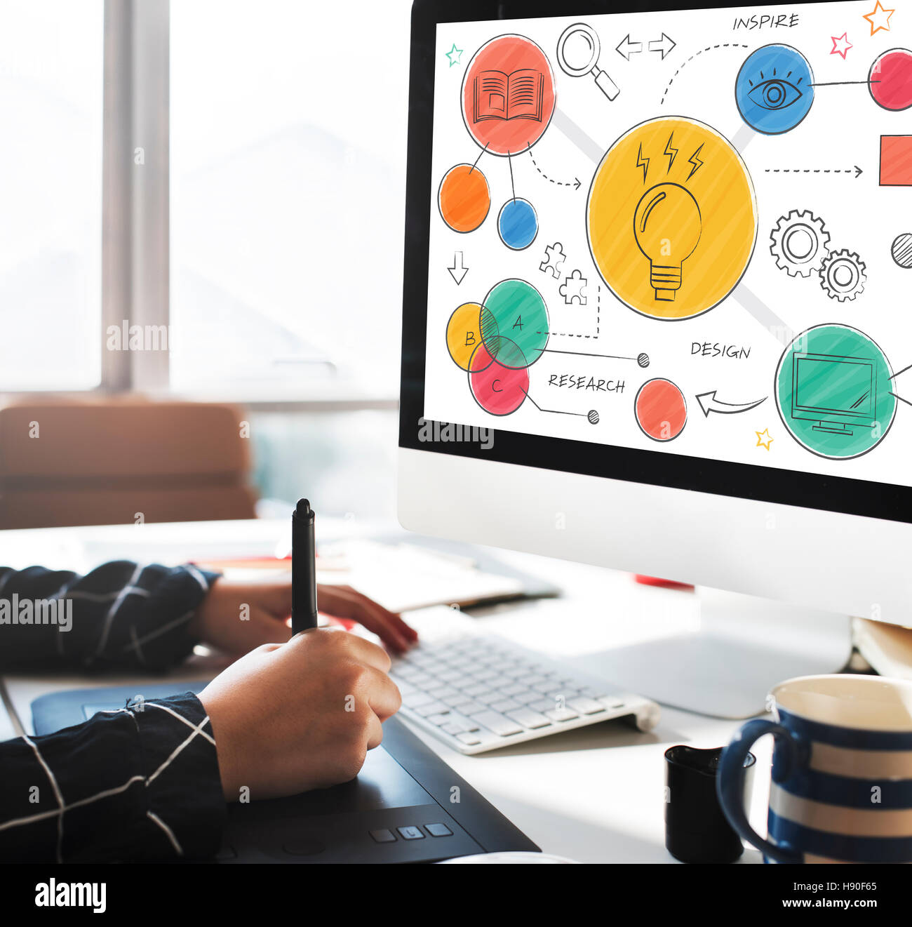 Light Bulb Ideas Creative Diagram Concept Stock Photo - Alamy