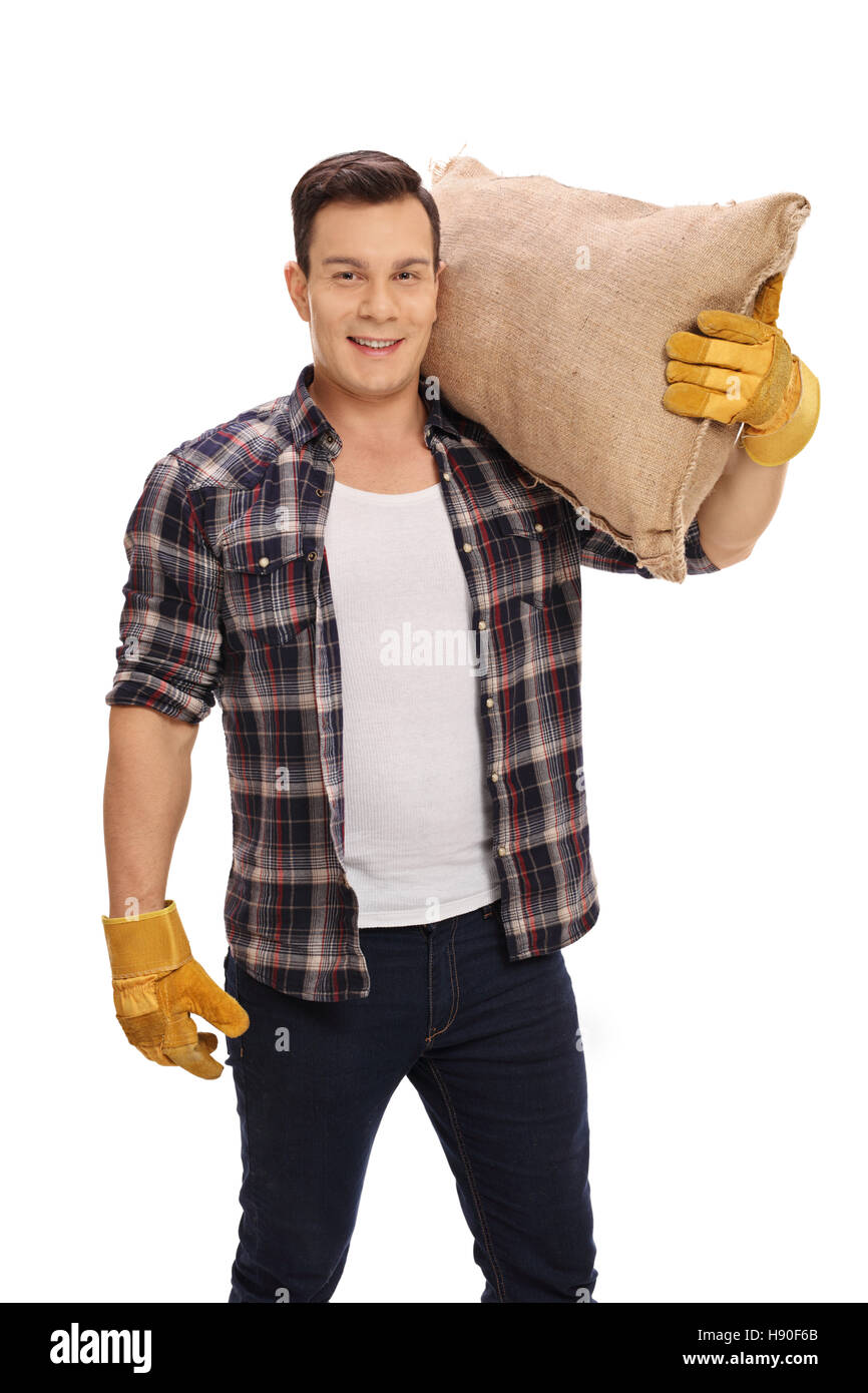 Man carrying sack on shoulder hi-res stock photography and images - Alamy