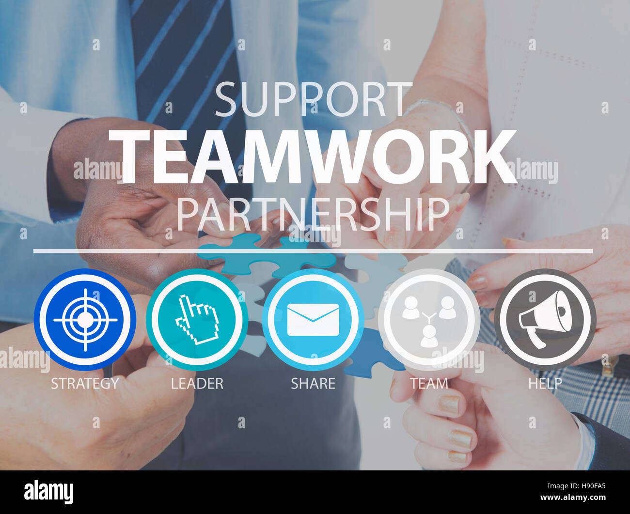 Teamwork Support Partnership Collaboration Unity Concept Stock Photo ...