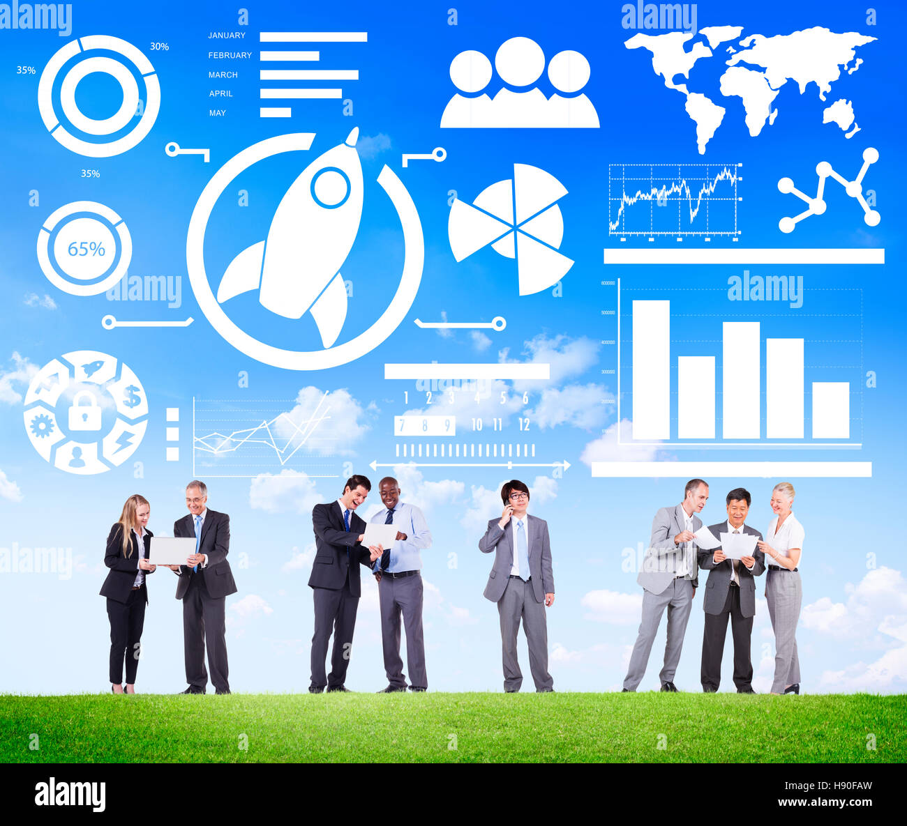 New Business Chart Innovation Teamwork Global Business Concept Stock ...