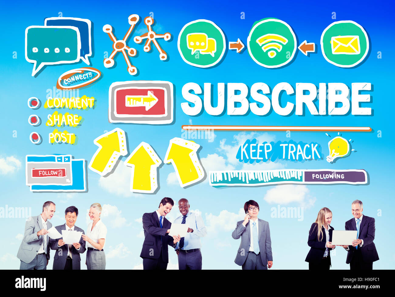 Subscribe Follow Registration Support Media Concept Stock Photo - Alamy