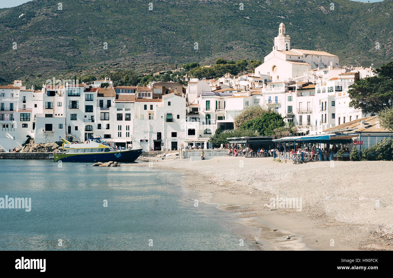 skyline View of the .village of Cadaques in the Costa Brava, Catalonia ...