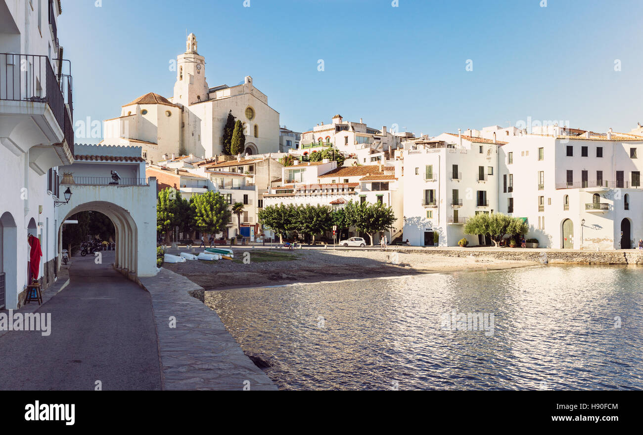 skyline View of the .village of Cadaques in the Costa Brava, Catalonia ...