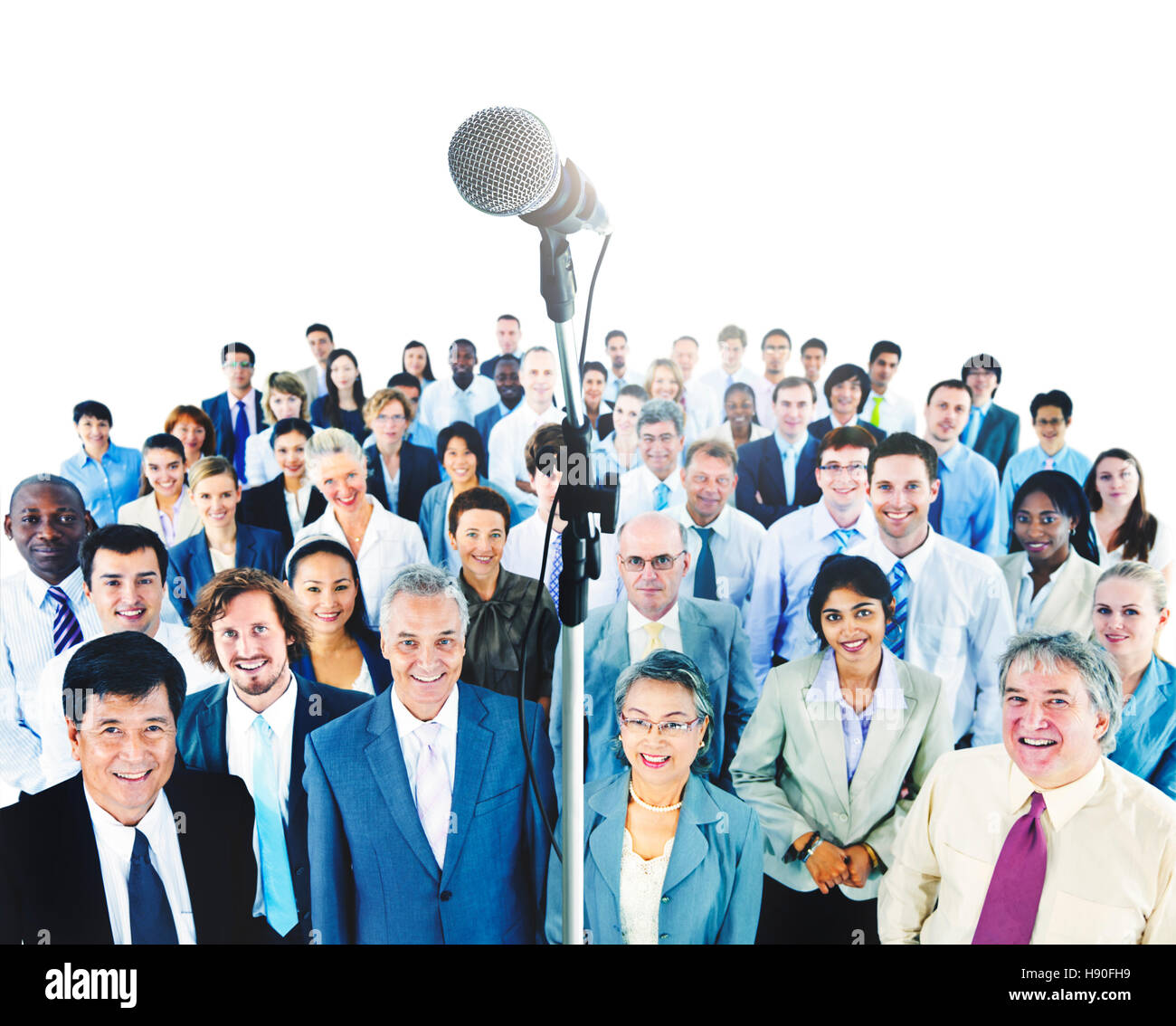 Business Presentation Speech Microphone Group Crowd Stock Photo - Alamy