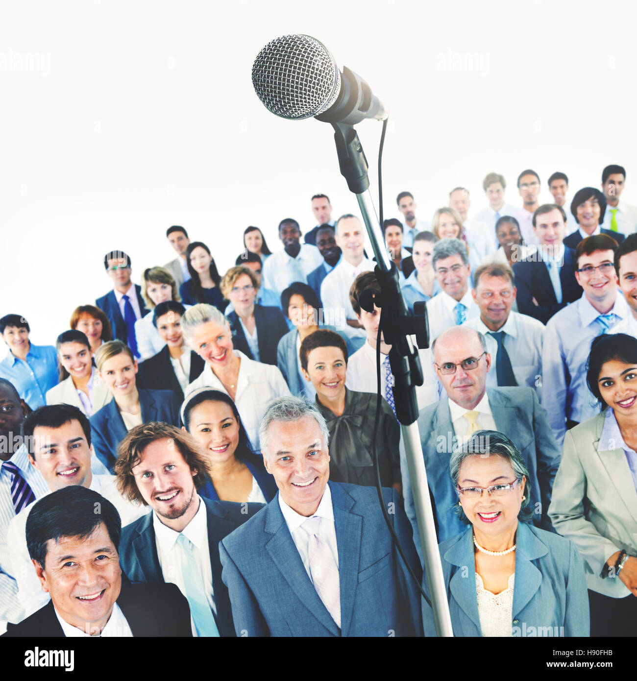Business Presentation Speech Microphone Group Crowd Stock Photo - Alamy